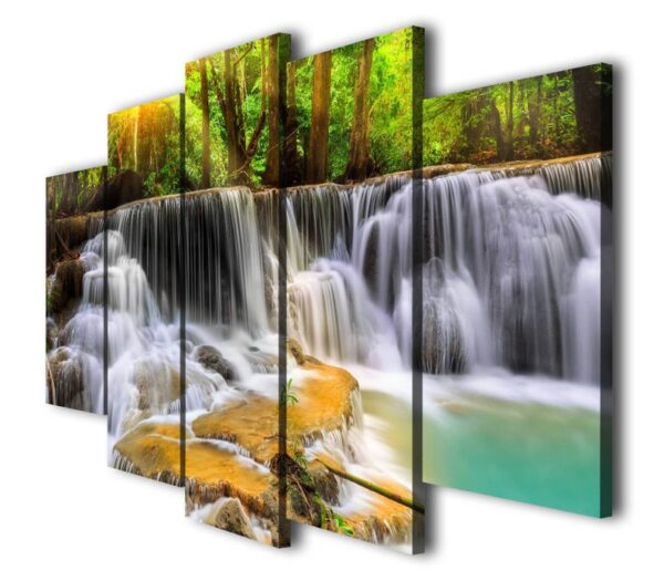 5 Pc Beautiful waterfall in the forest Canvas Prints - Pix Perfect Print
